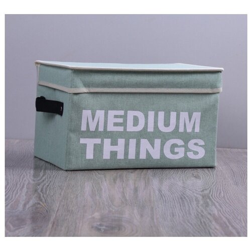 Тканевая складная коробка для хранения вещей, 24х16х16 см / Мятный короб с крышкой для белья, игрушек, косметики, аксессуаров / Органайзер для дома