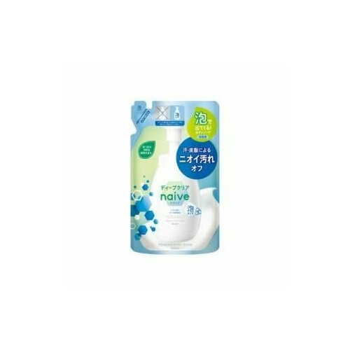 KRACIE Naive Foam Body Soap Deep Clear Жидкое мыло-пенка для тела "Глубокое Очищение" с дезодорирующим эффектом, с цитрусово-цветочным ароматом, сменная упаковка 480 мл