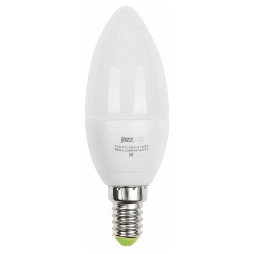 Лампа светодиодная PLED-ECO-C37 5Вт свеча 4000К бел. E14 400лм 220-240В JazzWay 1036865A (100шт. в упак.)