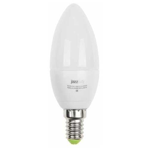 Лампа светодиодная PLED-ECO-C37 5Вт свеча 4000К бел. E14 400лм 220-240В JazzWay 1036865A (40шт. в упак.)