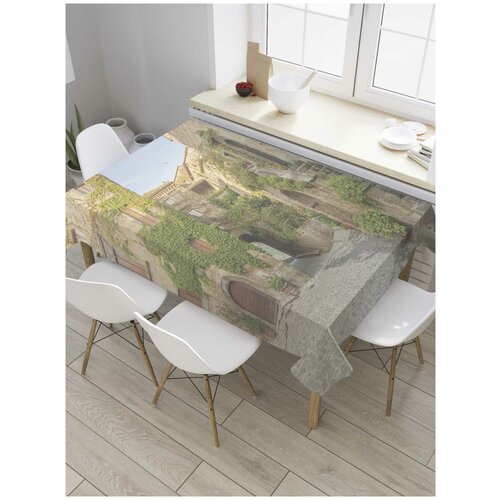 Скатерть прямоугольная JoyArty на кухонный стол "Заброшенный двор" из оксфорда, 120x145 см