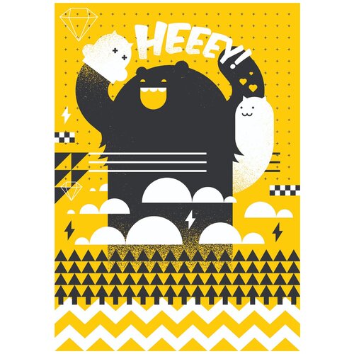 Интерьерный постер "Heeey!" размера 60х90 см 600*900 мм репродукция без рамы в тубусе для декора комнаты офиса дома дизайна спальни гостиной