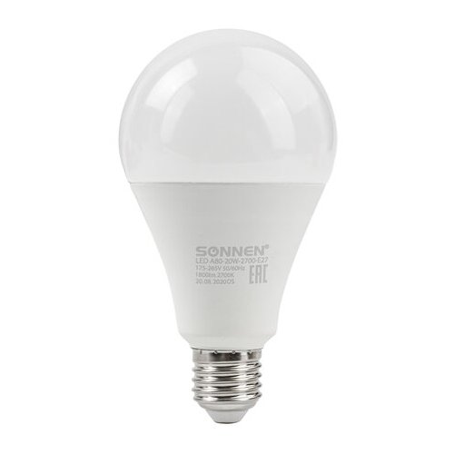 Лампа светодиодная SONNEN 454921, E27, A80, 20 Вт, 2700 К