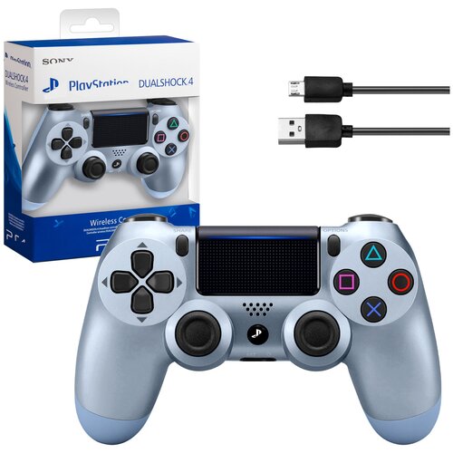 Джойстик для PS4 беспроводной A стальной синий (logo)