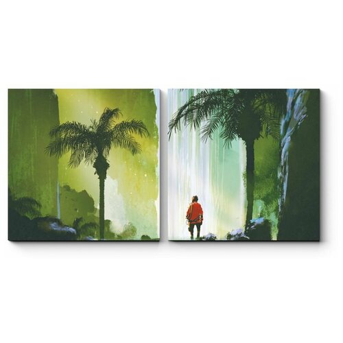 Модульная картина Тропический водопад110x55