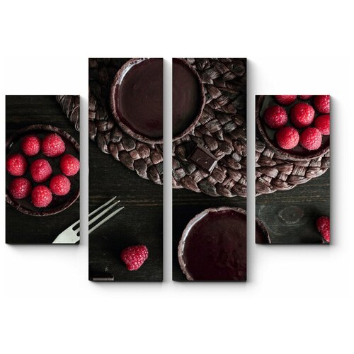 Модульная картина Шоколадный пирог с малиной 120x90