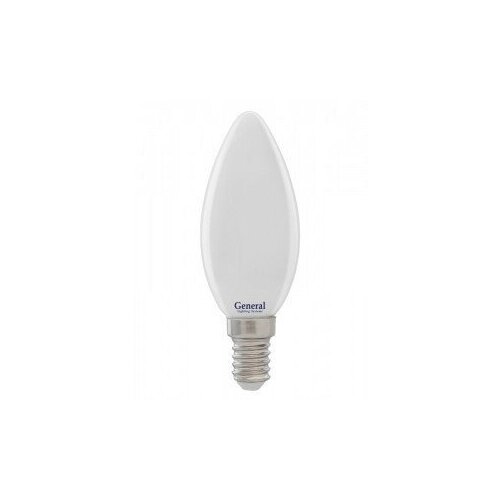 Светодиодная LED лампа General филамент свеча E14 8W 4500K 4K 35x98 (нитевидная), матовая 649993 (упаковка 12 штук)