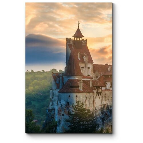 Модульная картина Средневековый замок Дракулы Бран в свете заката70x105