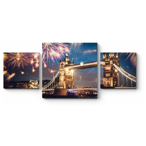 Модульная картина С Новым годом, Лондон 100x43