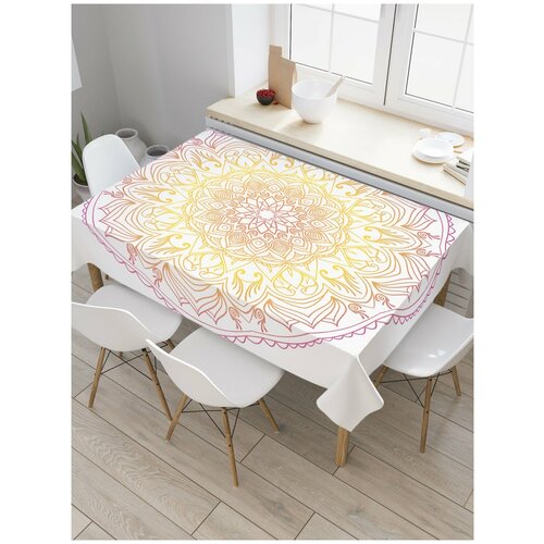 Скатерть прямоугольная JoyArty на кухонный стол "Ажурная салфетка" из оксфорда, 180x145 см