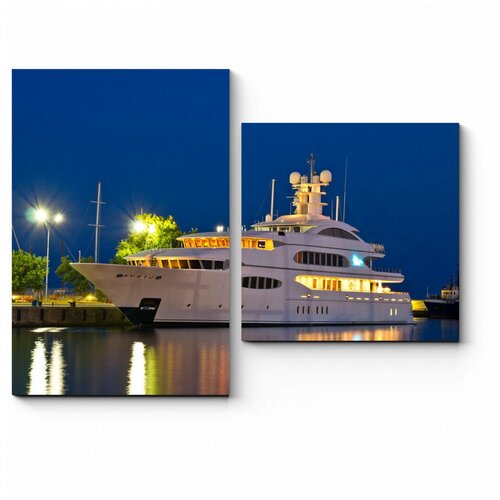 Модульная картина Красавица-яхта в ночном порту 160x120