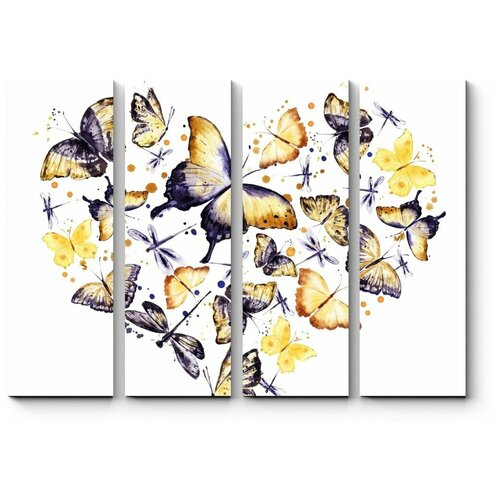 Модульная картина Винтажные бабочки 100x75
