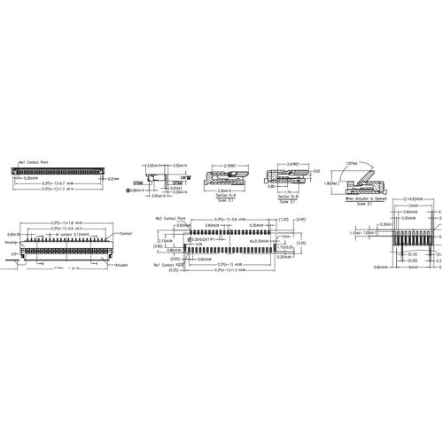 Разъем FPC Flip-Lock 0510-12RLGF 12 pin высота 1мм шаг 0,5мм