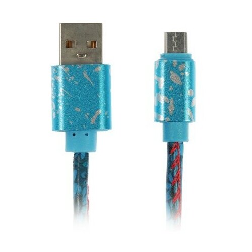 Кабель LuazON, microUSB - USB, 2.4 A, 1 м, оплётка экокожа, микс 4310377