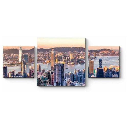 Модульная картина Закат над бухтой Виктория, Гонконг170x73