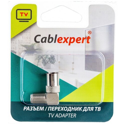 Переходник Cablexpert APL-FTVF-02, F (мама) / TV (мама), 90 градусов, блистер