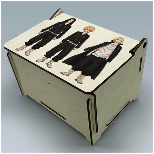 Подарочная коробка шкатулка с крышкой на петлях УФ рисунок размер 16,5x12,5 см аниме Токийские мстители - 324