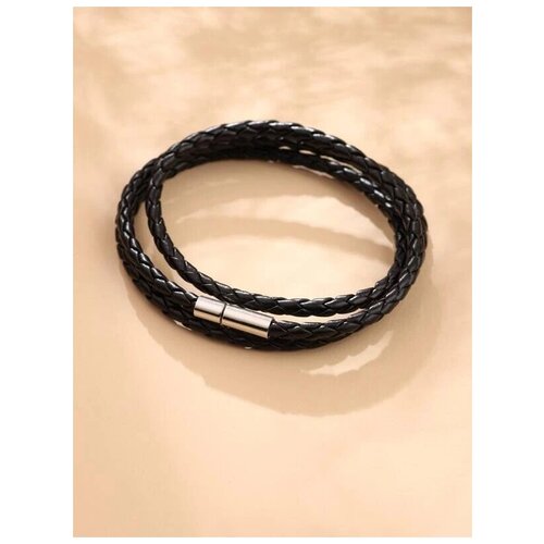 Плетеный браслет, размер 60 см, размер M, диаметр 5.5 см, черный