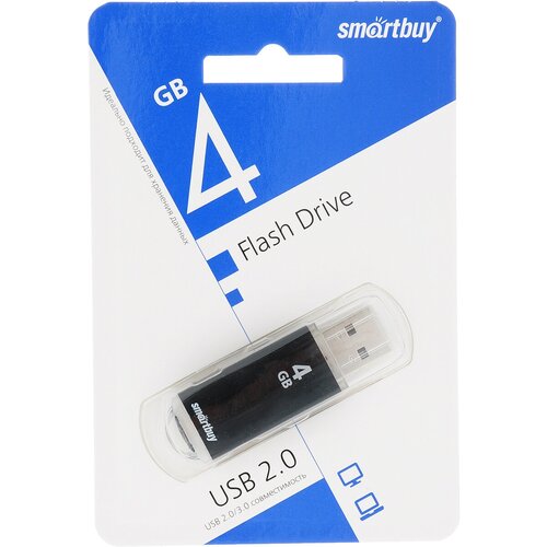 USB накопитель 4 GB Smart Buy V-Cut Black