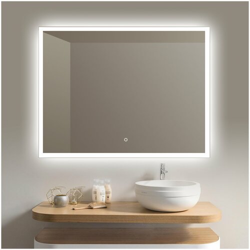 Зеркало "Valled" 105 х 80 см, в ванную комнату с LED подсветкой, настенное зеркало в прихожую для макияжа, зеркало гримерное на стену большое