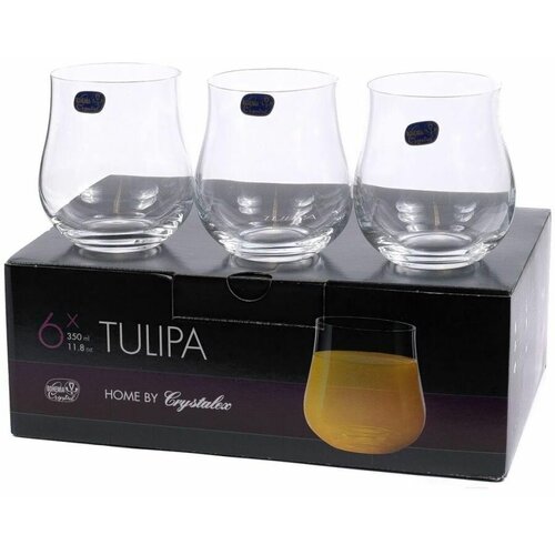 Стаканы TULIPA 350 мл Набор 6 стаканов Стекло Диаметр-9.5см Прозрачный Посуда для сервировки стола