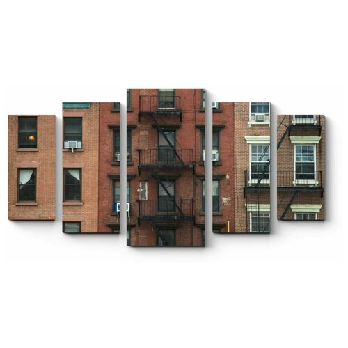 Модульная картина Пожарные лестницы старых жилых домов150x83