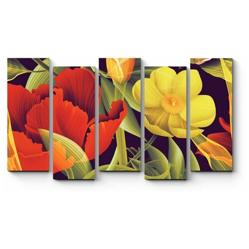 Модульная картина Необычные тропические цветы130x75