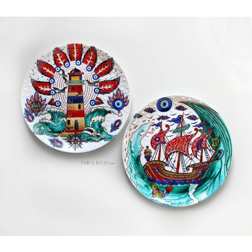 Набор из 2 тарелок "Турецкое побережье" в морском стиле Настенный декор