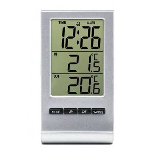 MARU Часы электронные настольные с метеостанцией и будильником, 5.7 х 10.6 см