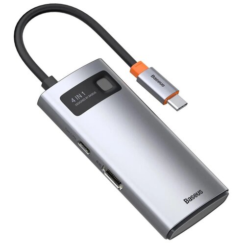 USB-концентратор  Baseus Metal Gleam (CAHUB-CY0G), разъемов: 3, 20 см, серый