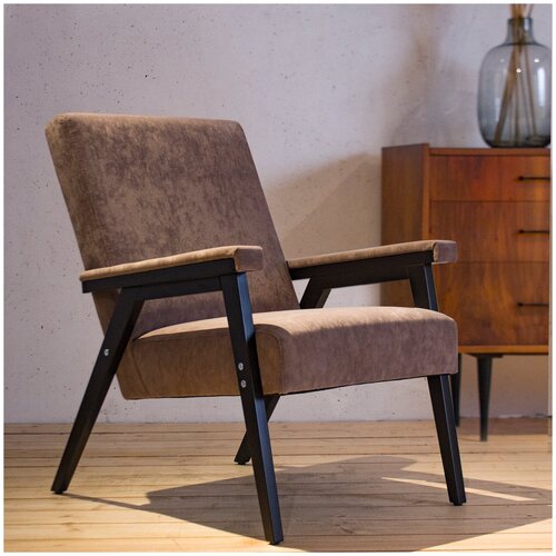 Кресло с деревянными подлокотниками Лама / Велсофт / Серый
