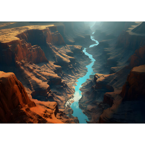 Постер - "Глубокие каньоны рек"на холсте / А4 / в тубусе без рамы