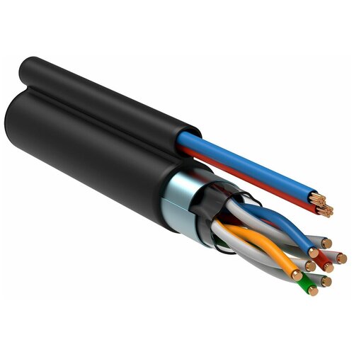 Кабель информационный ITK с кабелем питания LC3-C5E04-379 кат.5E F/UTP 4X2X24AWG LDPE внешний 305м черный