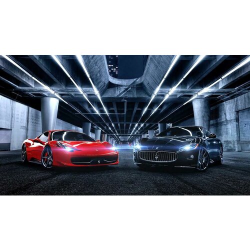 Картина на холсте 60x110 LinxOne "Exclusive cars Ferrari Maserati" интерьерная для дома / на стену / на кухню / с подрамником