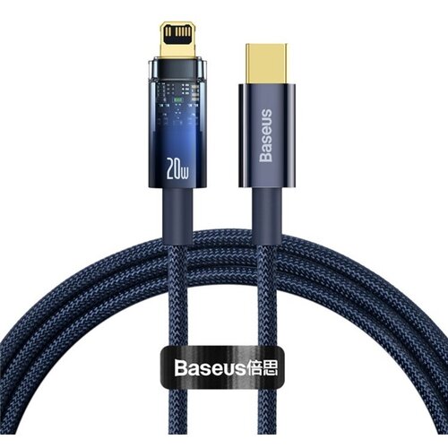 Кабель Baseus Explorer Series Auto Power-Off Fast Charging Data Cable Type-C to Lightning 20W 2m Blue (CATS000103)