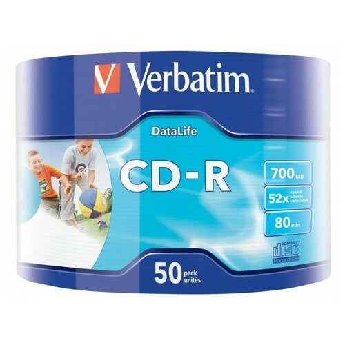 Диски CD-R 80min 700Mb Verbatim 52x Shrink/50 DataLife 43787