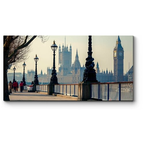 Модульная картина На набережной Темзы, Лондон 150x75