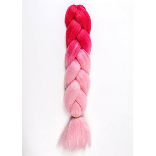 Queen fair ZUMBA Канекалон двухцветный, гофрированный, 60 см, 100 гр, цвет малиновый/светло-розовый
