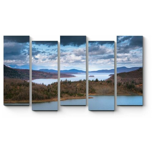 Модульная картина Пейзаж в оттенках голубого 190x110