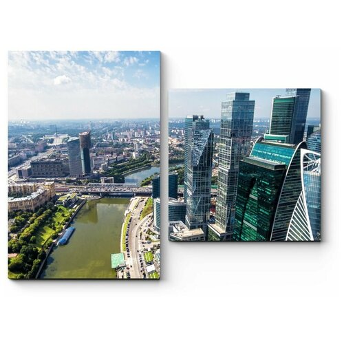 Модульная картина Бизнес центр солнечным днем, Москва 90x68