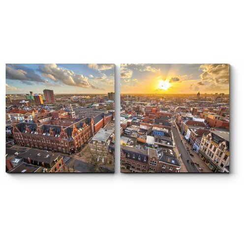 Модульная картина Чарующий Амстердам на закате. 160x80