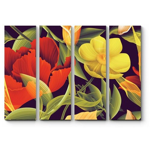 Модульная картина Необычные тропические цветы90x68