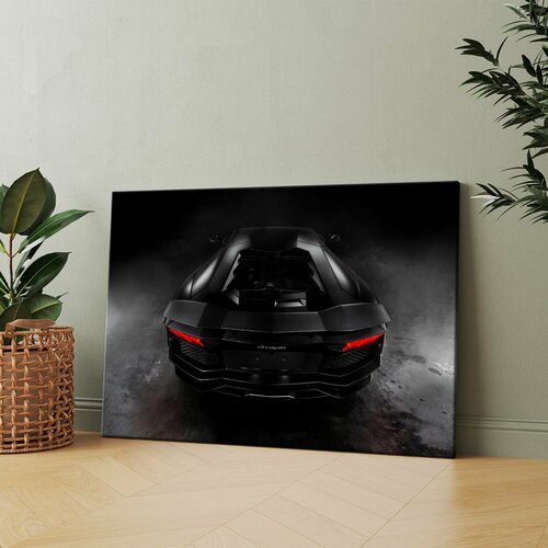 Картина на холсте (Черный суперкар) 50x70 см. Интерьерная, на стену.