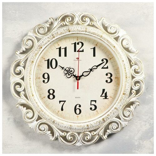 Часы настенные, серия: Ажур d=40.5 см, белые с золотом, плавный ход 5441651s