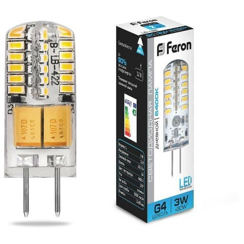 Feron (10 шт.) Лампа светодиодная Feron G4 3W 6400K Прямосторонняя Матовая LB-422 25533