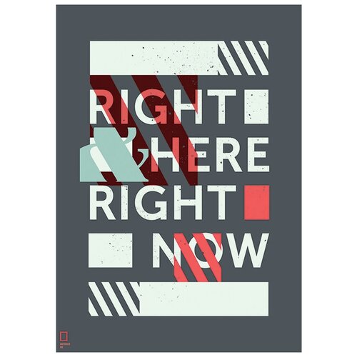Мотивационный интерьерный постер мотиватор "Right Here & Right Now" размера 50х70см 500*700 мм без рамы в тубусе