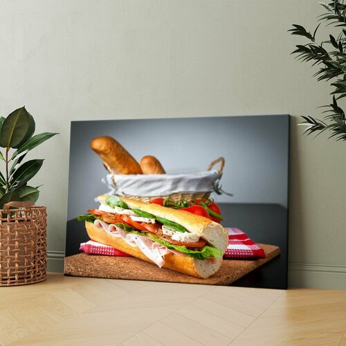 Картина на холсте (Бутерброд с мясом, пусть и пусть) 20x30 см. Интерьерная, на стену.