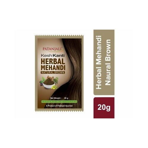 Kesh Kanti Herbal Mehendi NATURAL BROWN, Patanjali (Кеш Канти, Хна для волос натуральный коричневый, Патанджали), 20 г.