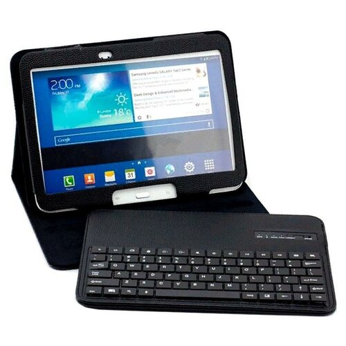 Чехол-клавиатура MyPads для Huawei MediaPad T2 10.0 Pro/ T2 10.0 Pro LTE съемная беспроводная Bluetooth в комплекте c кожаным чехлом и пластиковыми наклейками с русскими буквами