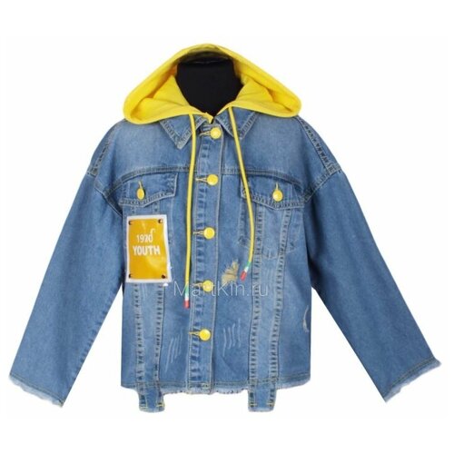 Джинсовая куртка Deloras, размер 122, голубой, желтый